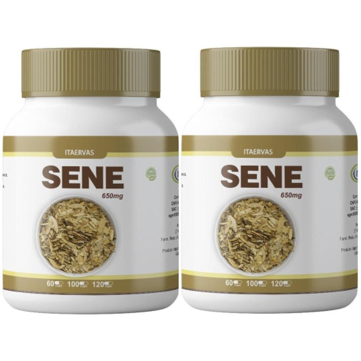 2x Sene Puro 60 Cápsulas 500mg Produto Natural Prisão de Ventre ...