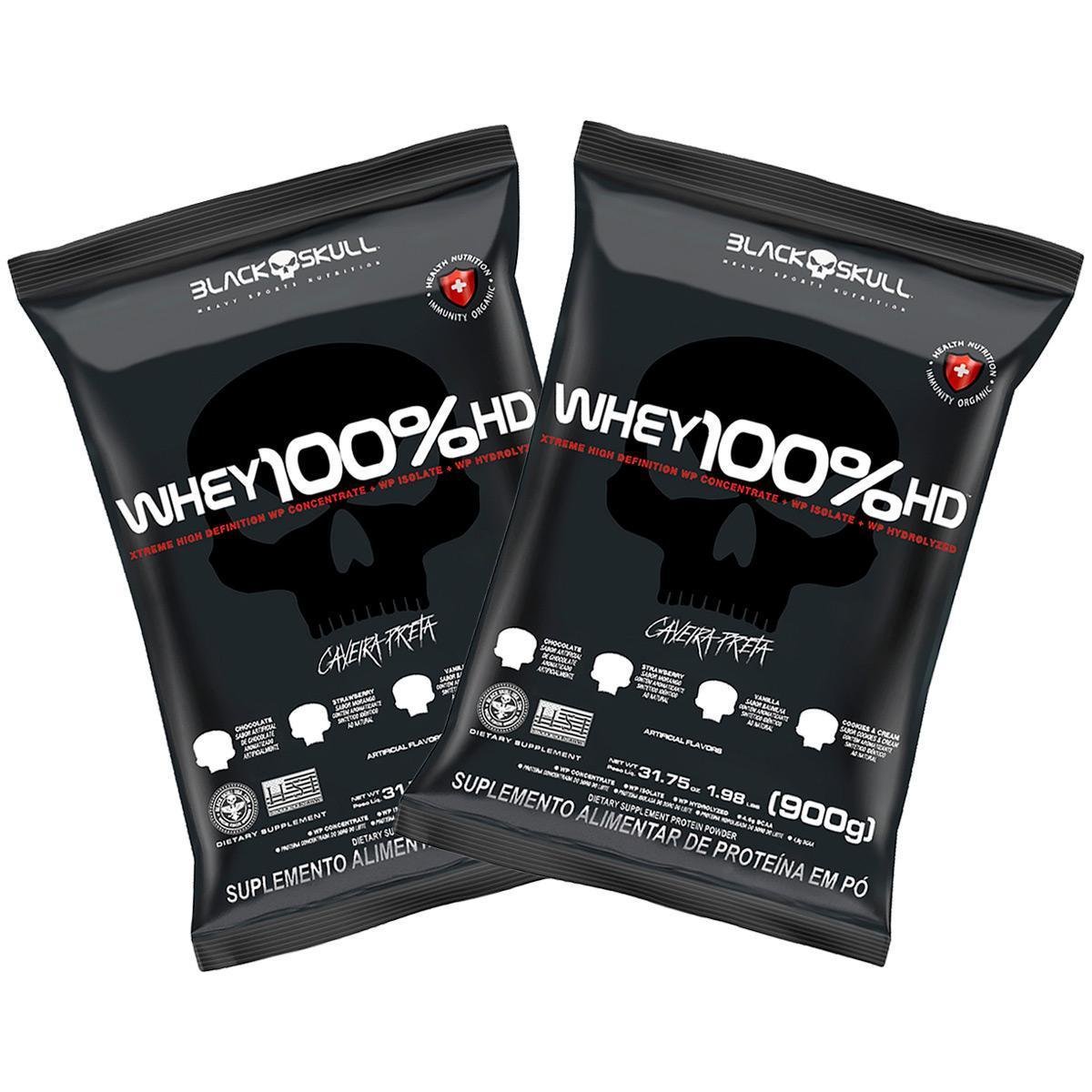 2x Whey 100% HD 900g Refil Morango - Black Skull - undefined | Netshoes