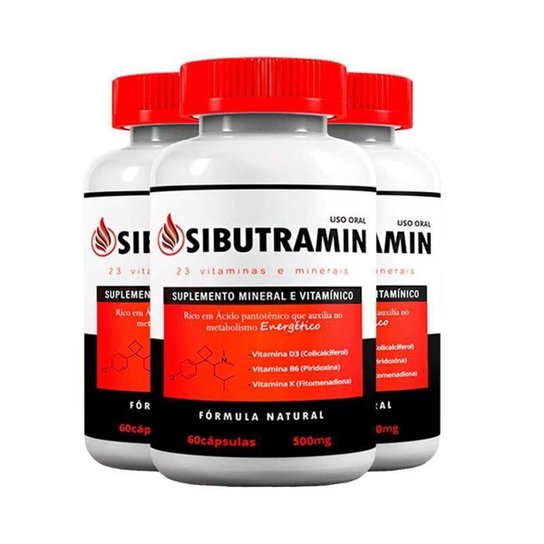 3 Potes - Sibutramin Suplemento Alimentar - 60Caps - Vermelho | Netshoes