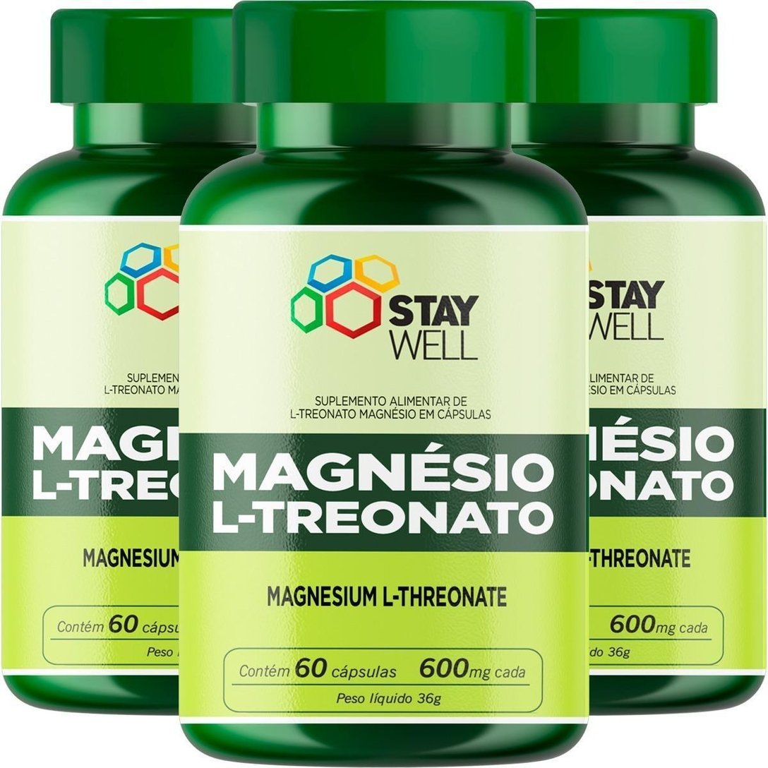 3 unidades do Magnésio L Treonato 500mg 100% Puro Original - 180 Cápsulas - N/A | Netshoes