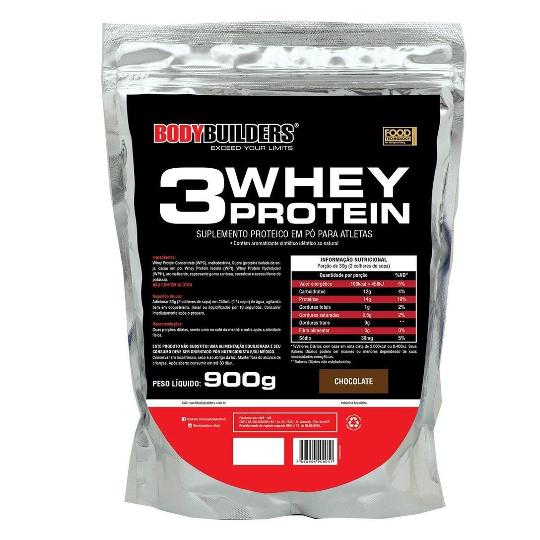 3 WHEY PROTEIN - BODYBUILDERS 900G - Chocolate | Netshoes