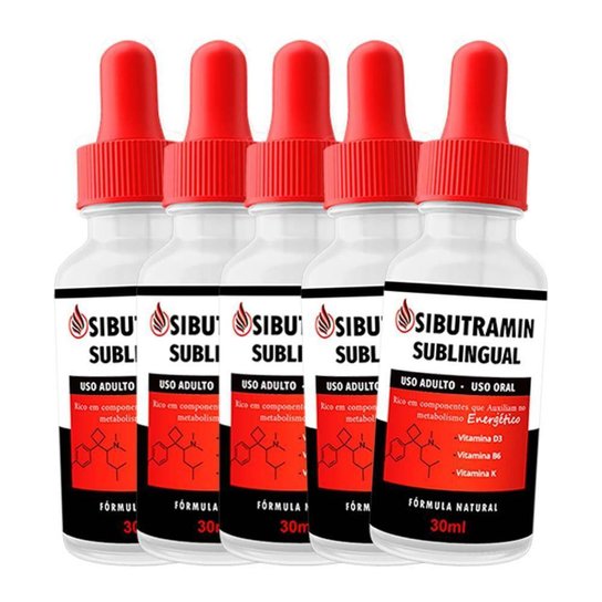 5 Potes - Sibutramin Gotas Suplemento Alimentar - 30ml - Vermelho ...