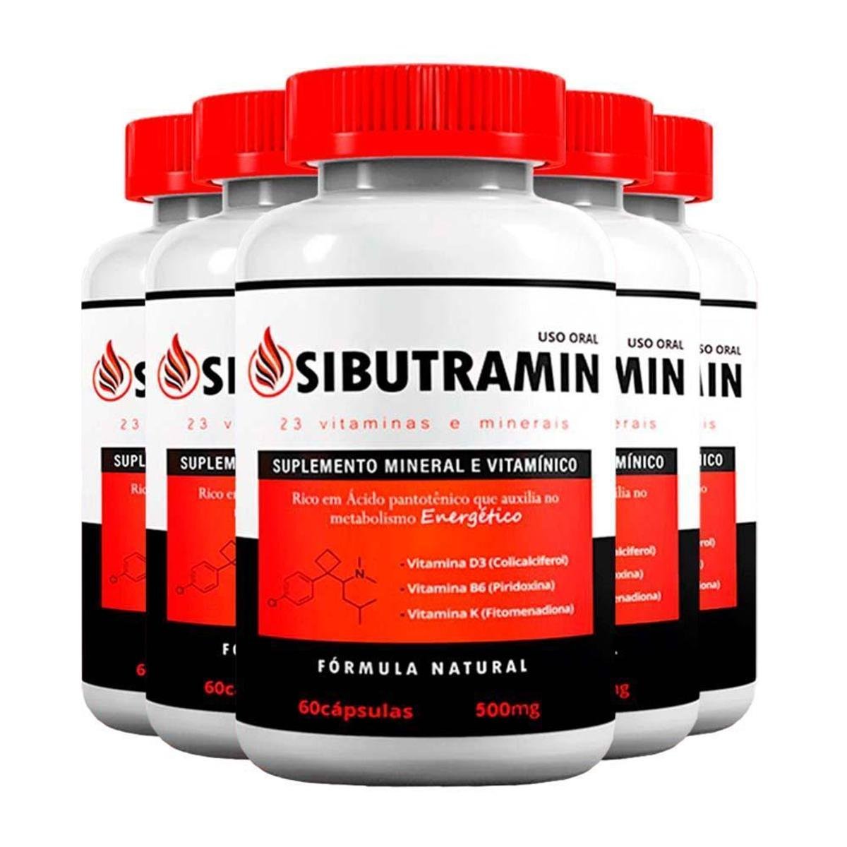 5 Potes - Sibutramin Suplemento Alimentar - 60 Caps - Vermelho | Netshoes