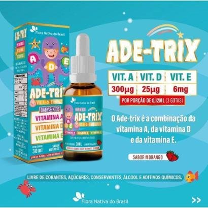 ADE-TRIX Vitamina A - D - E em gotas sabor Morango Para Babys e Kids ...