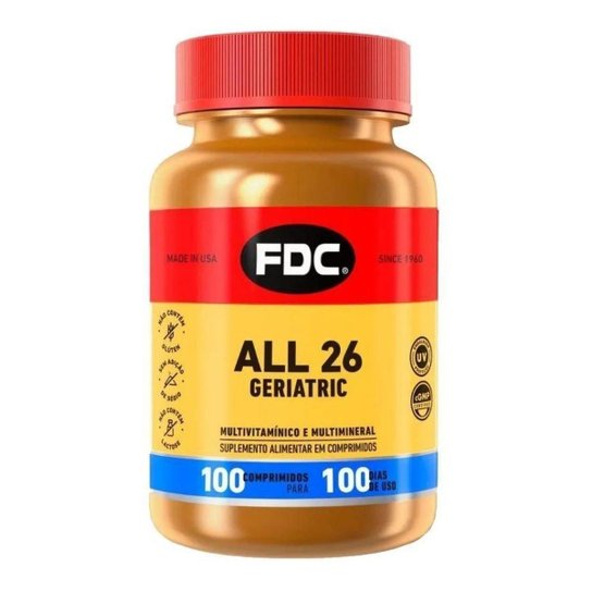 All 26 Geriatric Polivitamínico Importado EUA 100 Comp - FDC - Branco ...