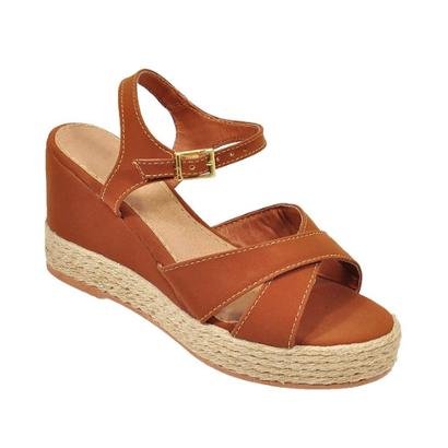 Anabella Sandalia Plataforma Feminina Preta Juta - Marrom | Netshoes