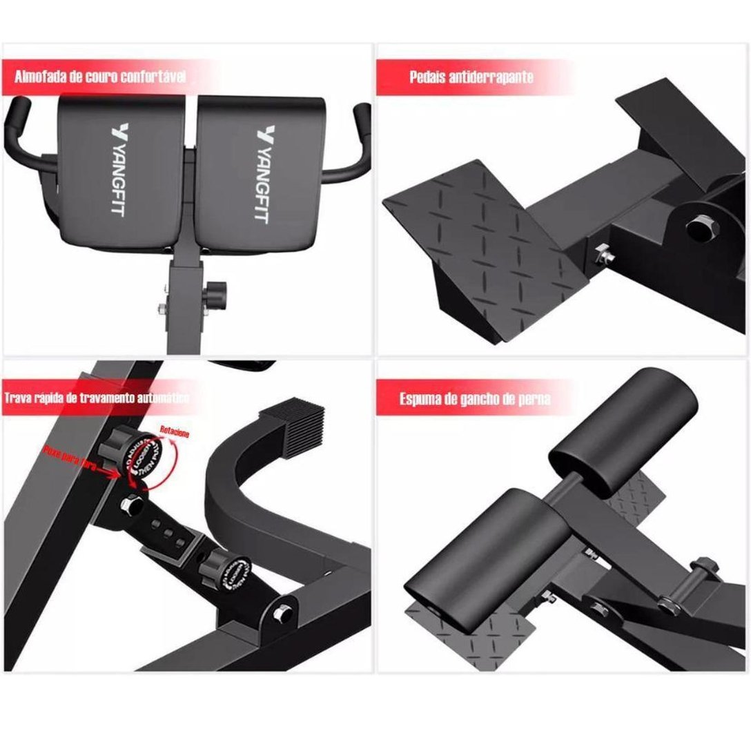 Banco Romano Extensor Lombar Ajustável Profissional Yangfit - Preto ...