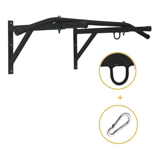 Barra Parede Fixa Com Paralelas Cross Training e Musculação - Preto ...