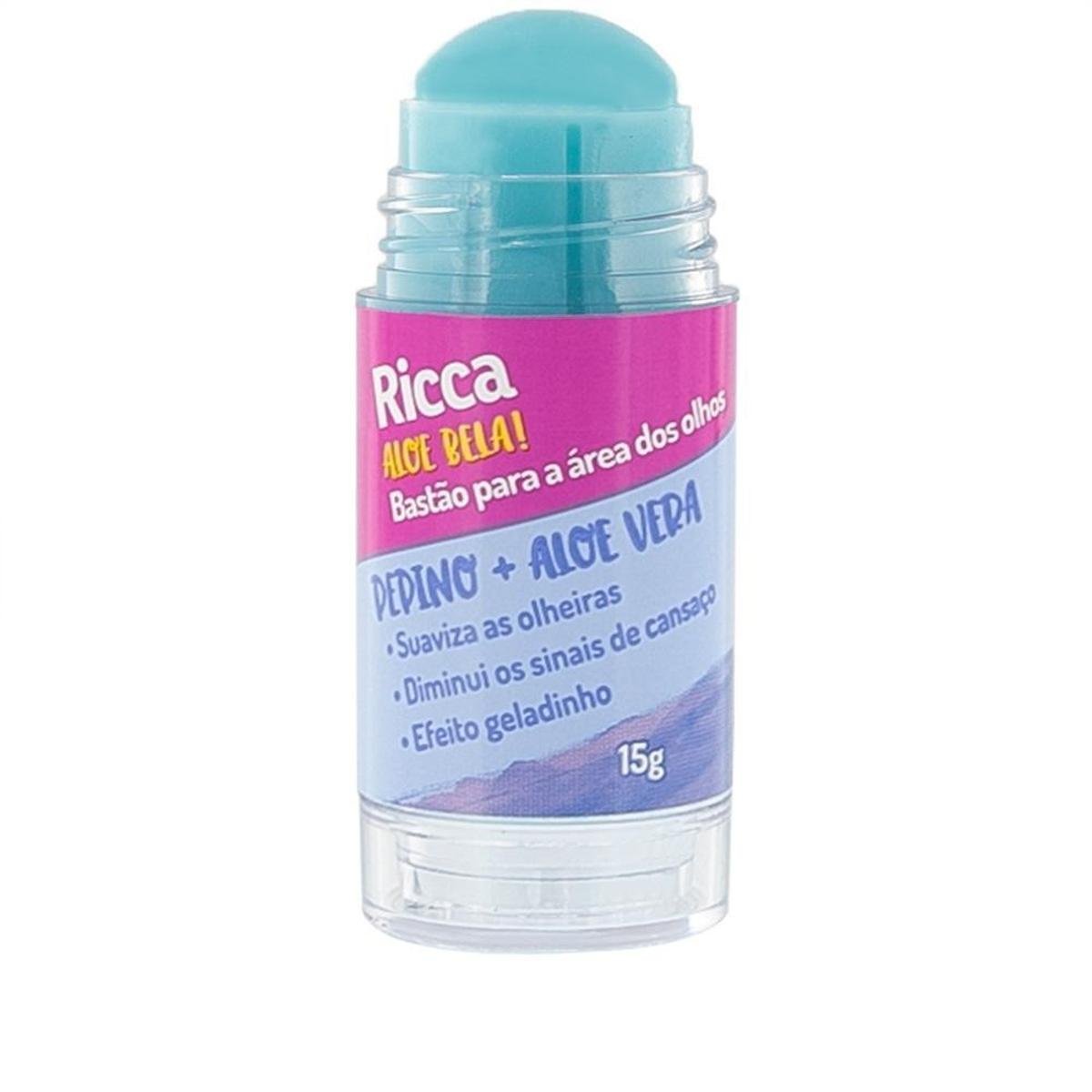 Bastão para a Área dos Olhos Ricca Pepino Aloe Vera 15g - Colorido ...