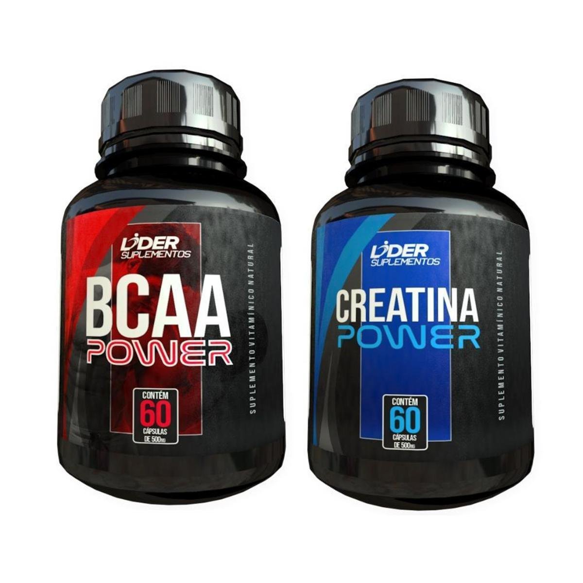 Bcaa Power e Creatina Power - 60 cápsulas De 500mg Kit com 2 potes ...