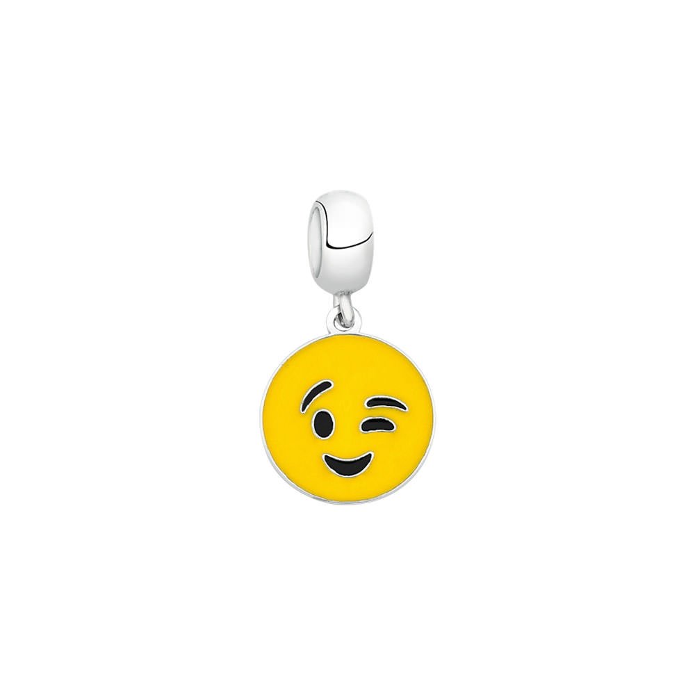Berloque Emoji Olho Piscando Moments - Prata | Netshoes