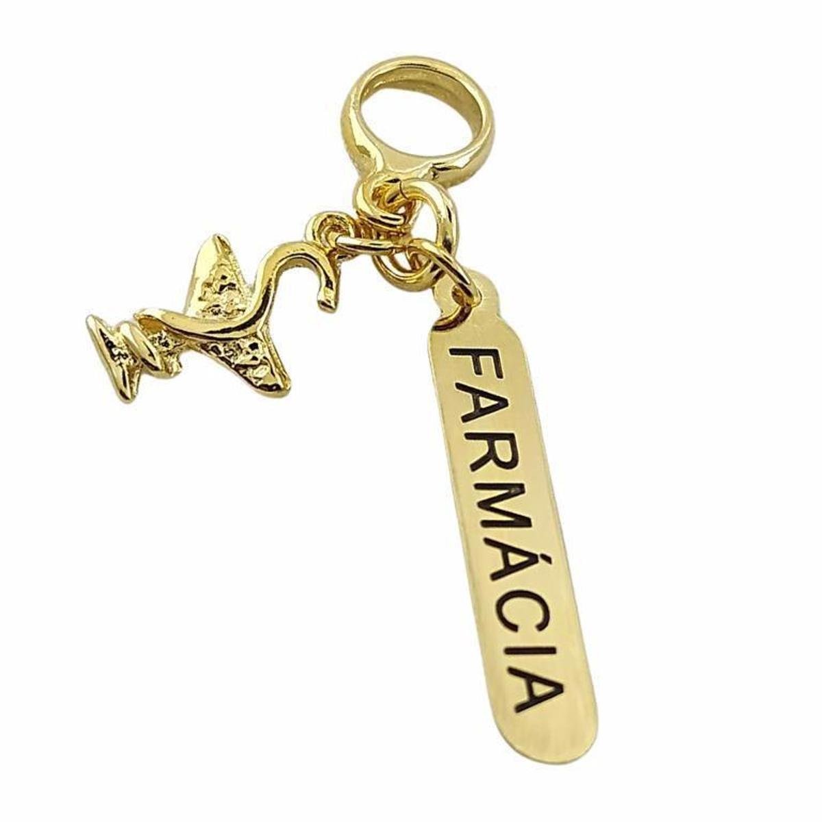 Berloque Farmácia Símbolo E Plaquinha Banho Ouro 18k - Dourado | Netshoes