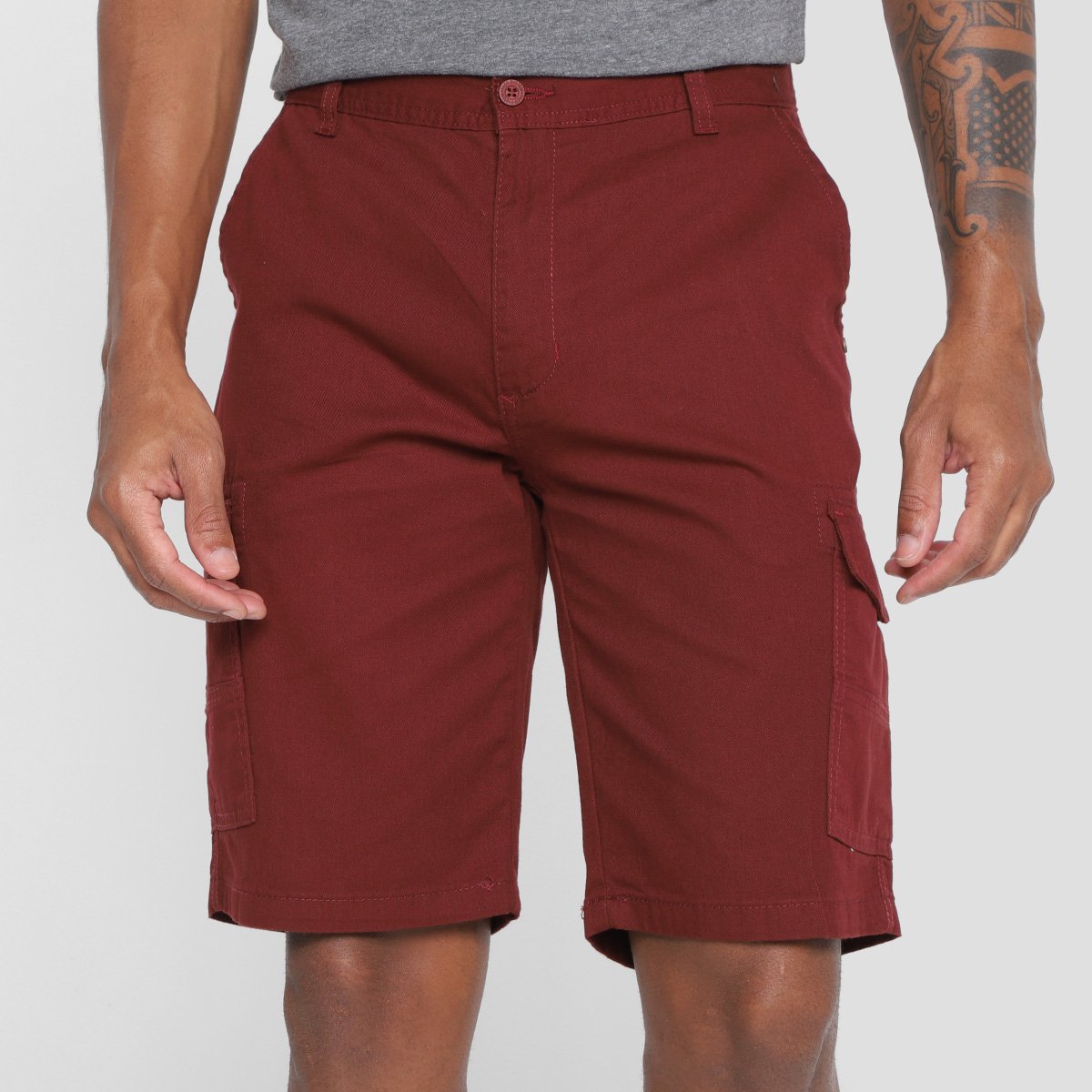 Bermuda Cargo Taco Lisa Masculina - Vinho | Netshoes