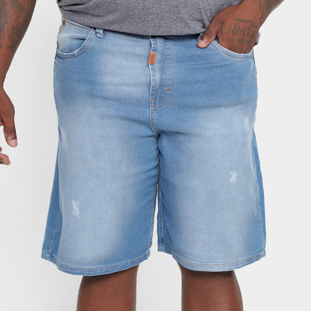 Bermuda Jeans Fatal Plus Size Estonada Masculina - Azul | Netshoes