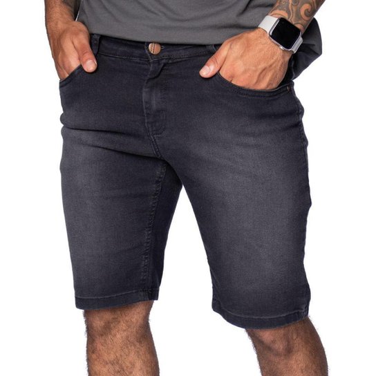 Bermuda Jeans Masculina Pitt Basic Preto - Preto | Netshoes