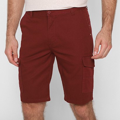 Bermuda Sarja Taco Cargo Masculina - Vinho | Netshoes