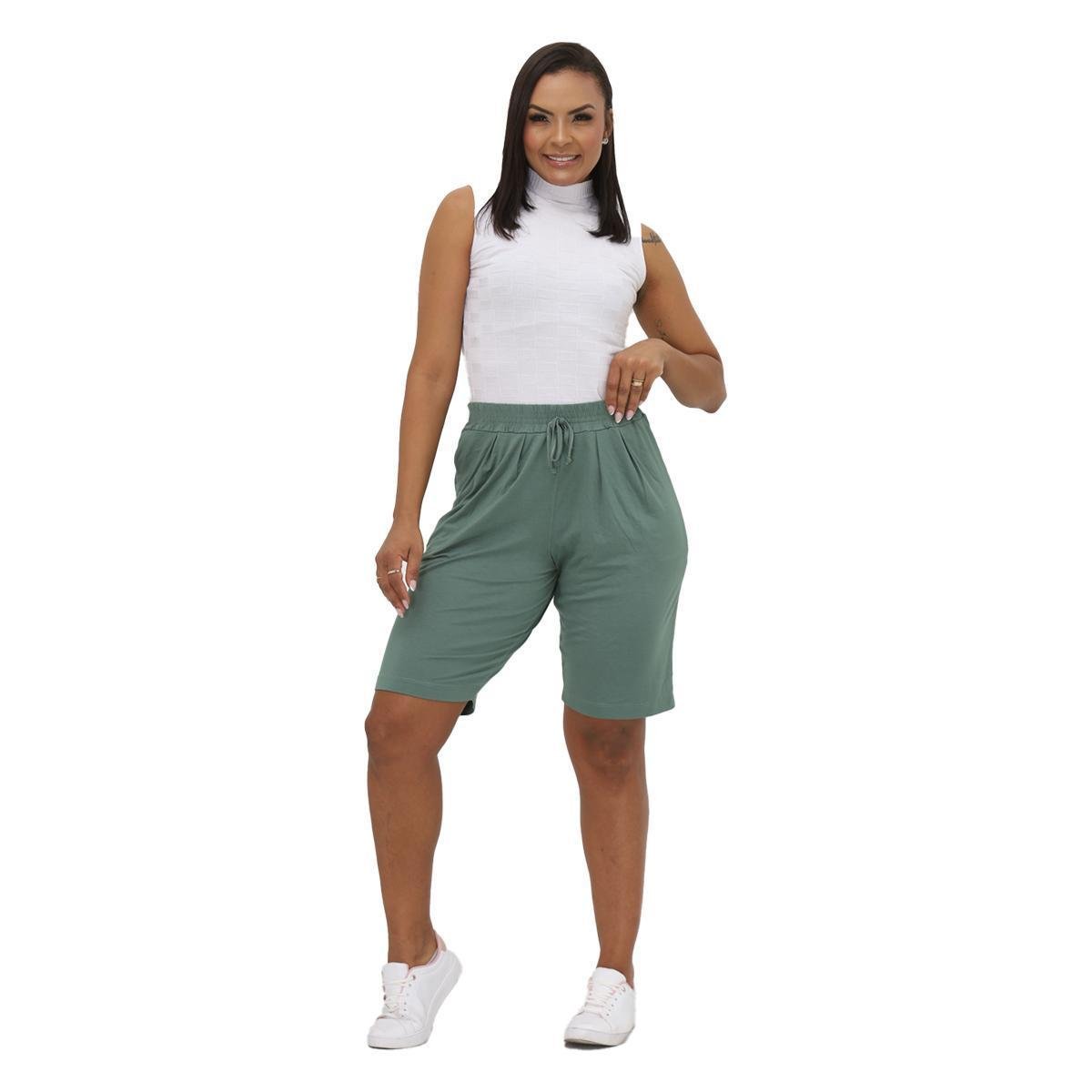 Bermudão Feminina em Visco com Elastano Lançamento - Verde | Netshoes