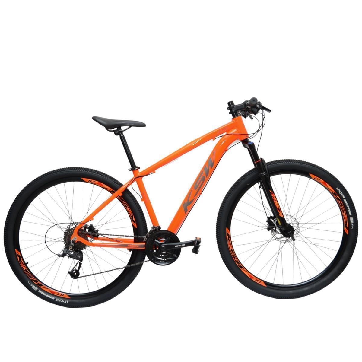Bicicleta Aluminio Aro 29 Ksw 27 Vel Freio Disco Hidráulica - Laranja ...