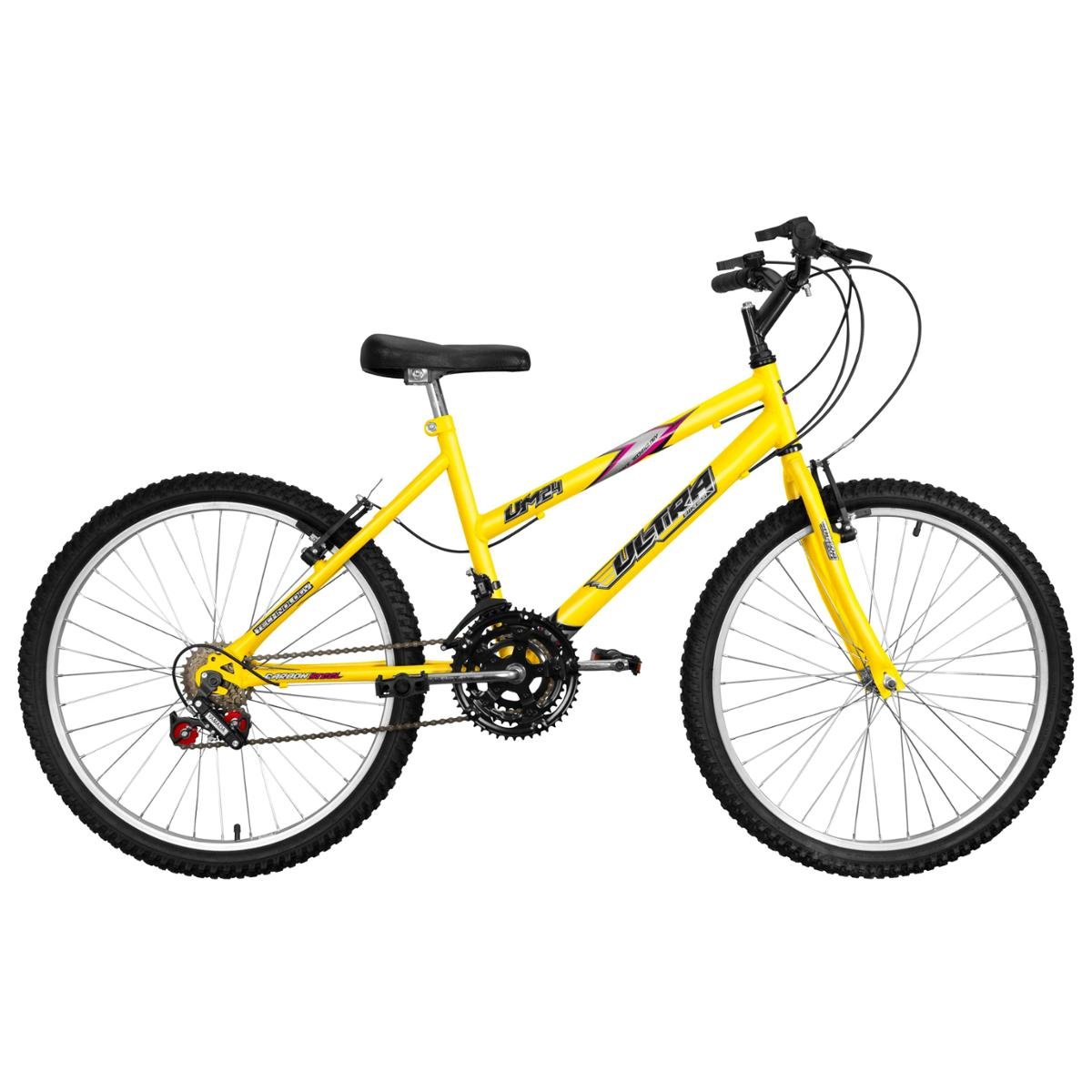Bicicleta Aro 24 Feminina 18 Marchas Aço Carbono Ultra Bikes - Amarelo ...