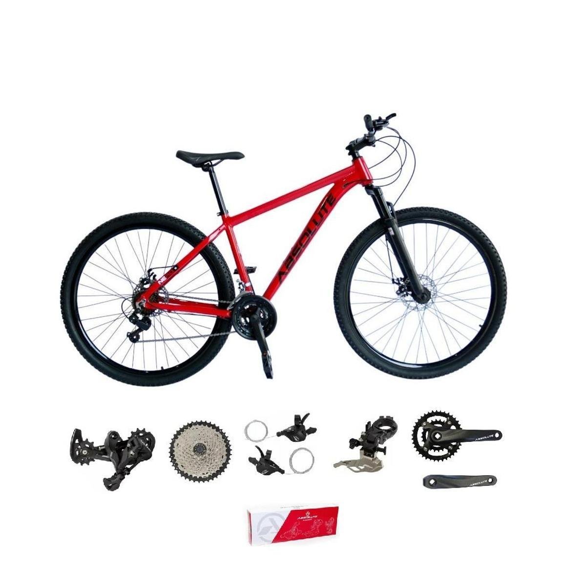Bicicleta Aro 29 Absolute Nero 5 Kit 2x9 Freio Hidráulico K7 11/40 Pedivela 24/38 Suspensão ...