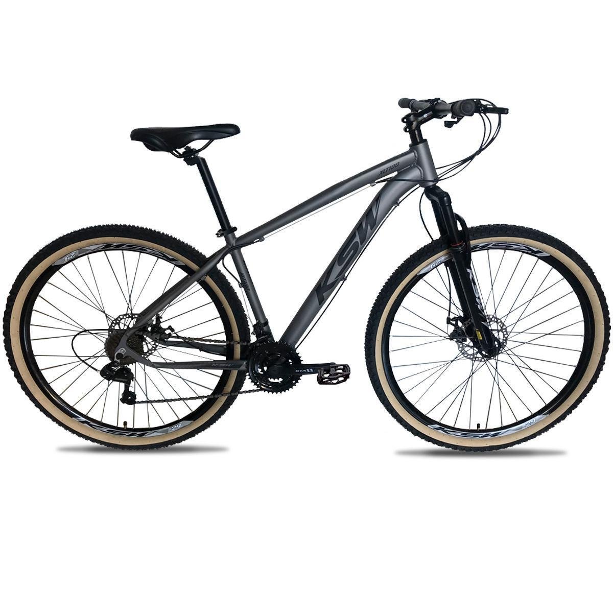 Bicicleta Aro 29 Ksw Alumínio Câmbios Shimano 21v Freio a Disco - Cinza | Netshoes