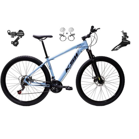 Bicicleta Aro 29 Ksw Xlt Alumínio 24v Câmbios Shimano Tz Freios a Disco Hidráulicos Garfo ...