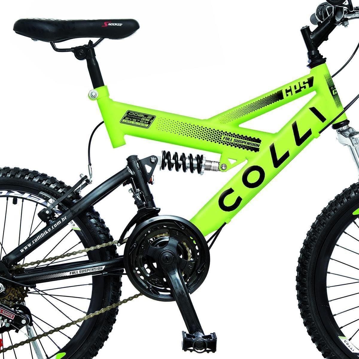 Bicicleta Colli Fulls GPS Aro 20 Dupla Suspensão 21 Marchas - Amarelo ...