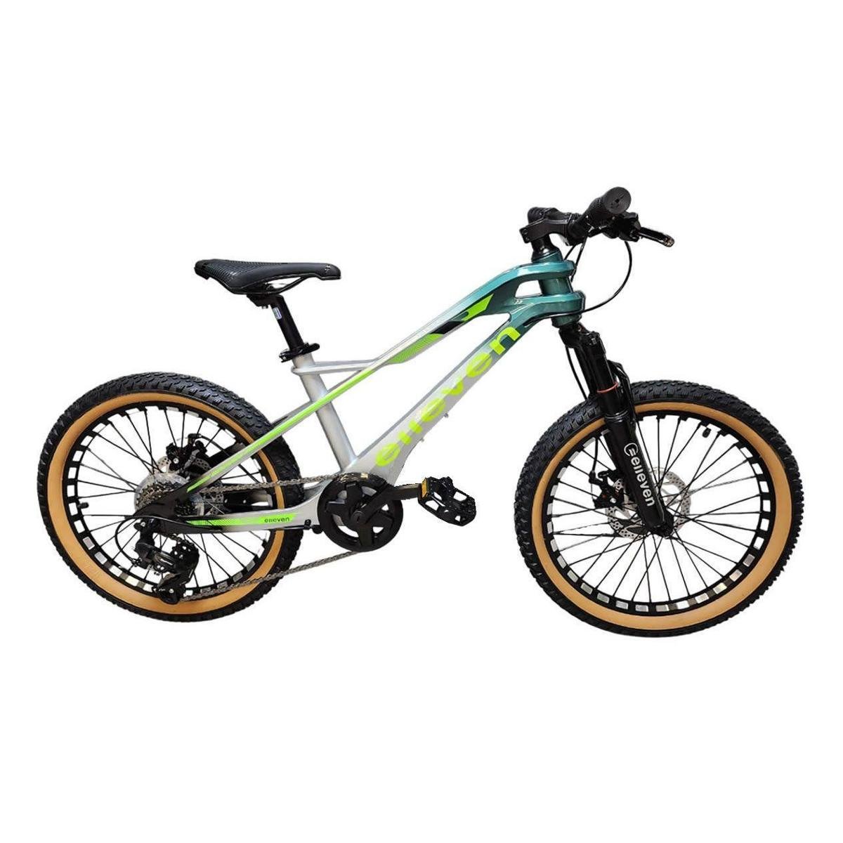 Bicicleta Infantil Elleven MTB Aro 20 8v Magnésio /Cinza - Verde | Netshoes