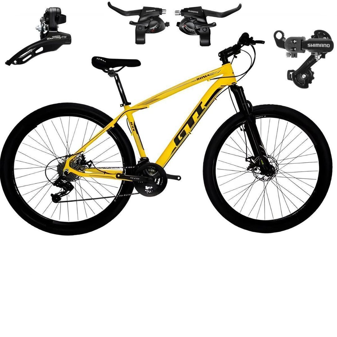 Bicicleta Mtb Aro 29 Gti Roma 24v Freio Mecânico Cambios Trocadores Shimano - Amarelo | Netshoes