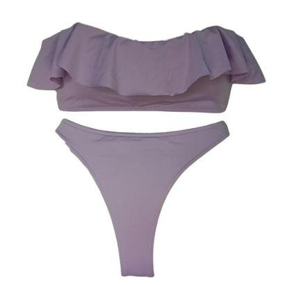 Biquin conjunto Tomara que Caia com babado, calcinha com lateral média ...