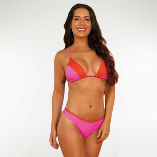 Biquini Alto Giro Fax Pink Hit Cortininha Recorte Pink Hit Rosa G