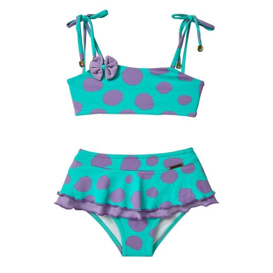 Biquíni Infantil Com Babado Duplo e Laço - Roxo | Netshoes