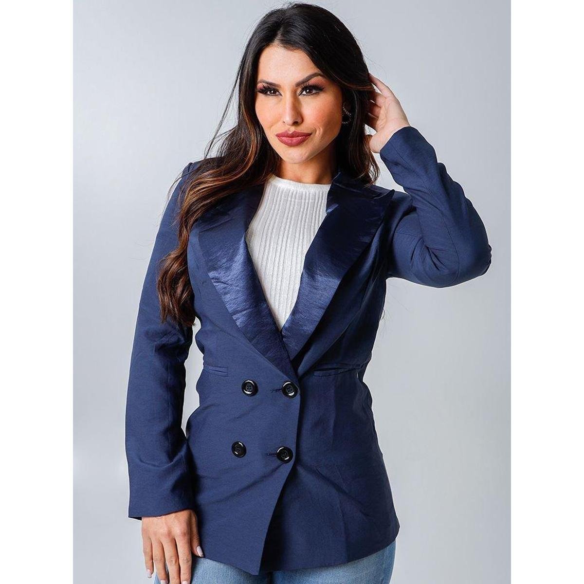 Blazer Feminino Alongado - Azul | Netshoes