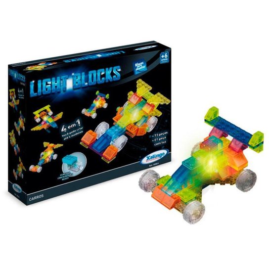 Blocos de Montar Light Blocks Carros 4 em 1 Xalingo 0250.9 - Azul | Netshoes