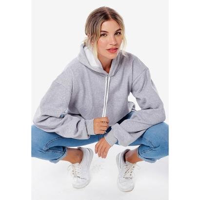 Blusa de Moletom Feminino Felpado Oversized Sob Mescla - Cinza | Netshoes