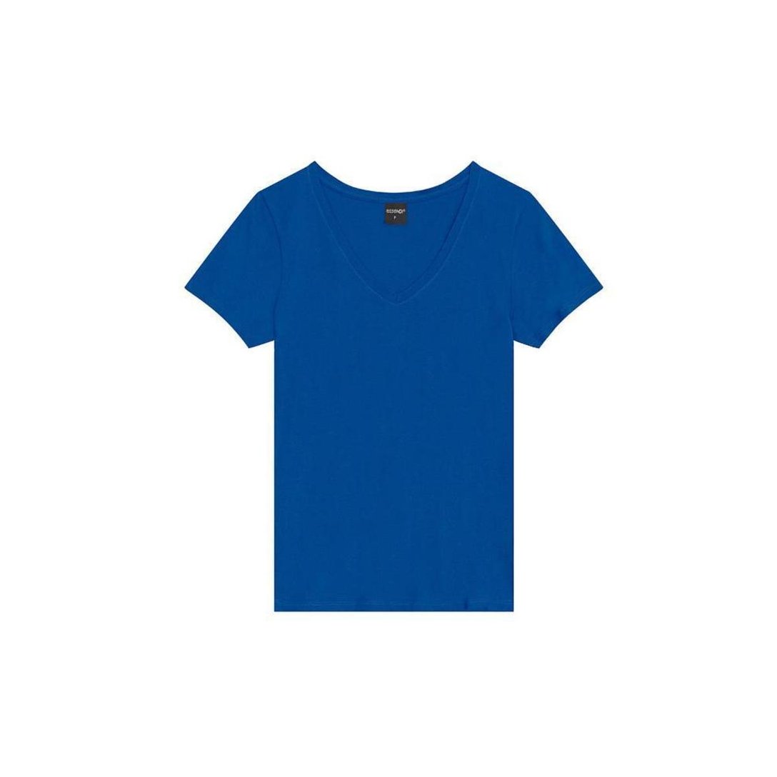 Blusa Gola V Feminina Em Malha Essendi - Azul | Netshoes