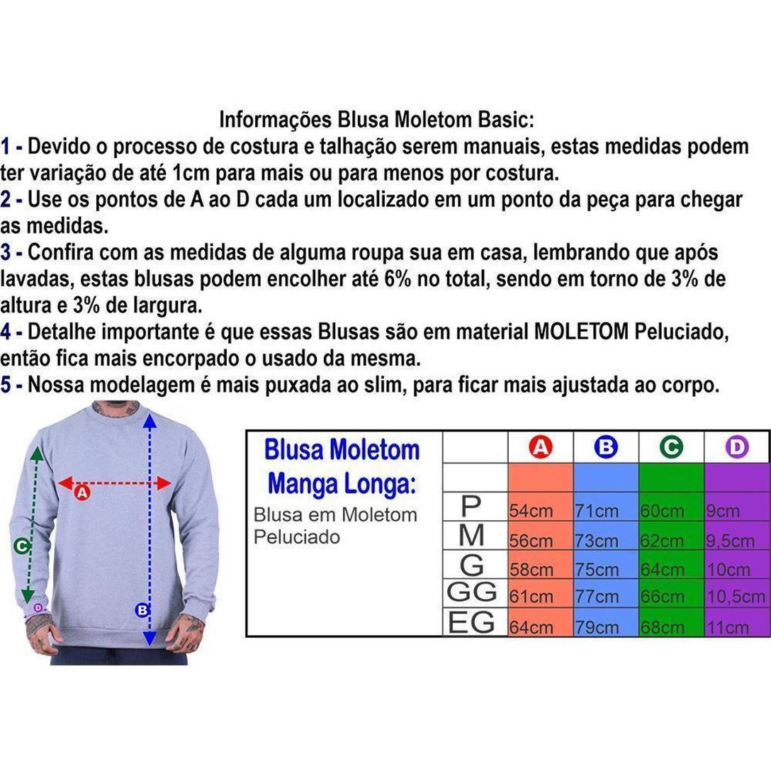 Blusa Moletom Basic MXD Conceito Sem Capuz e Bolso Sem Estampa - Preto ...