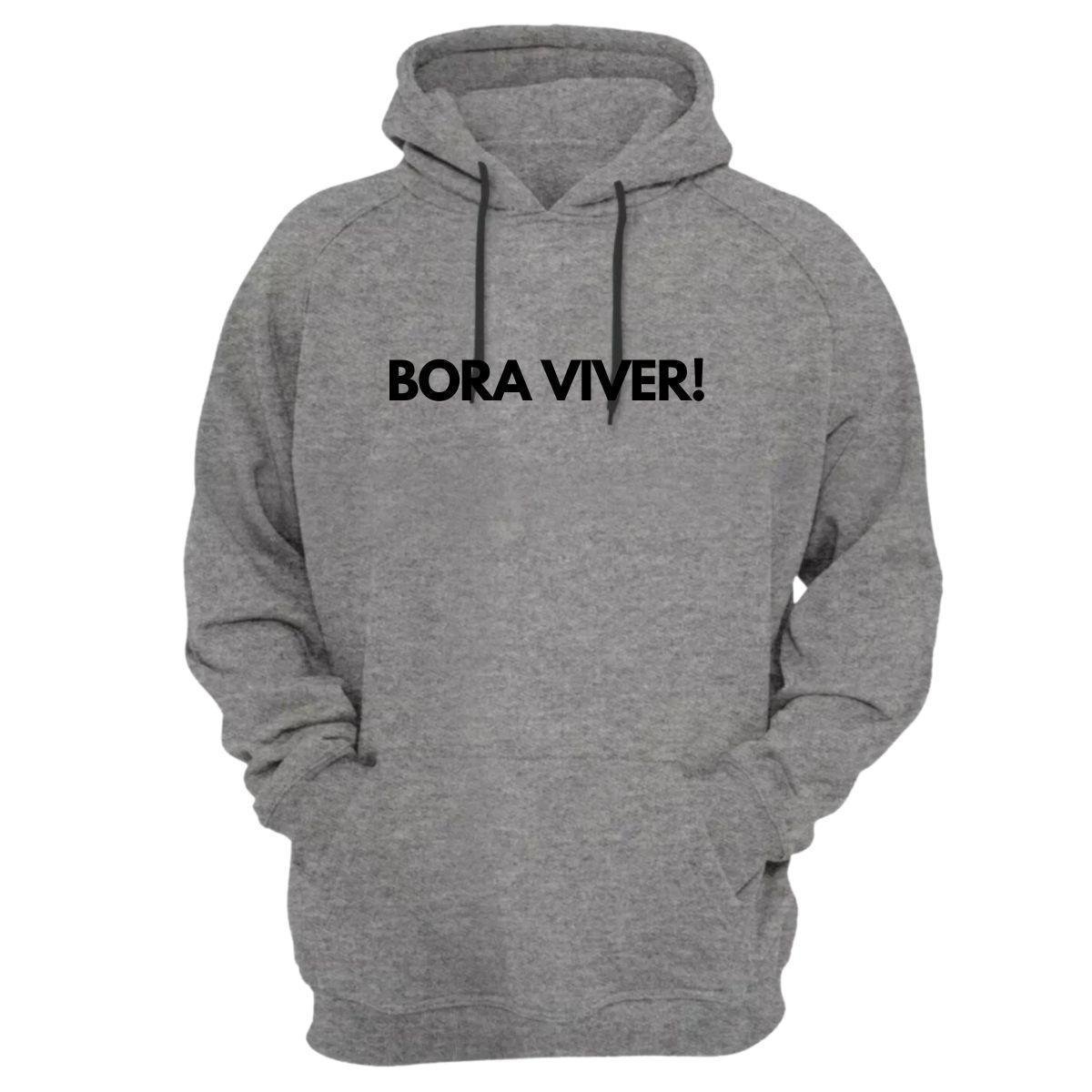 Blusa Moletom Capuz Frase Bora Viver Motivacional Criativa - Cinza | Netshoes