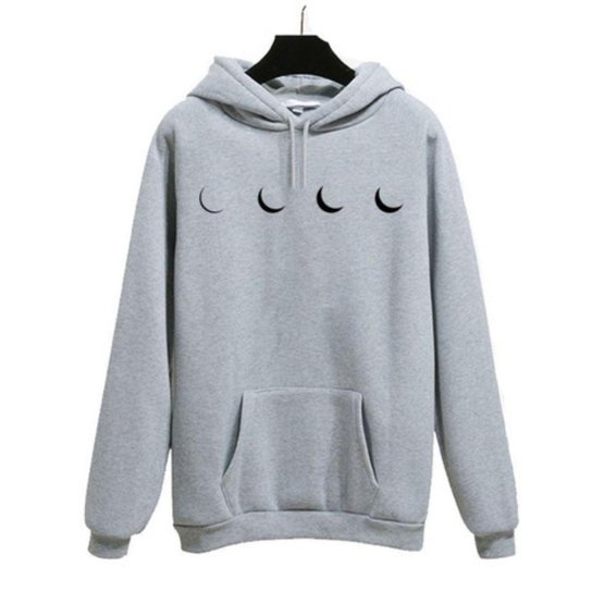 Blusa Moletom Feminino Masculino Com Capuz Fases da Lua - Cinza | Netshoes