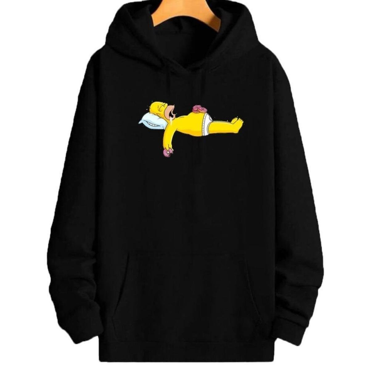 Blusa Moletom Masculino Estampa Homer Simpson Dormindo - Preto | Netshoes