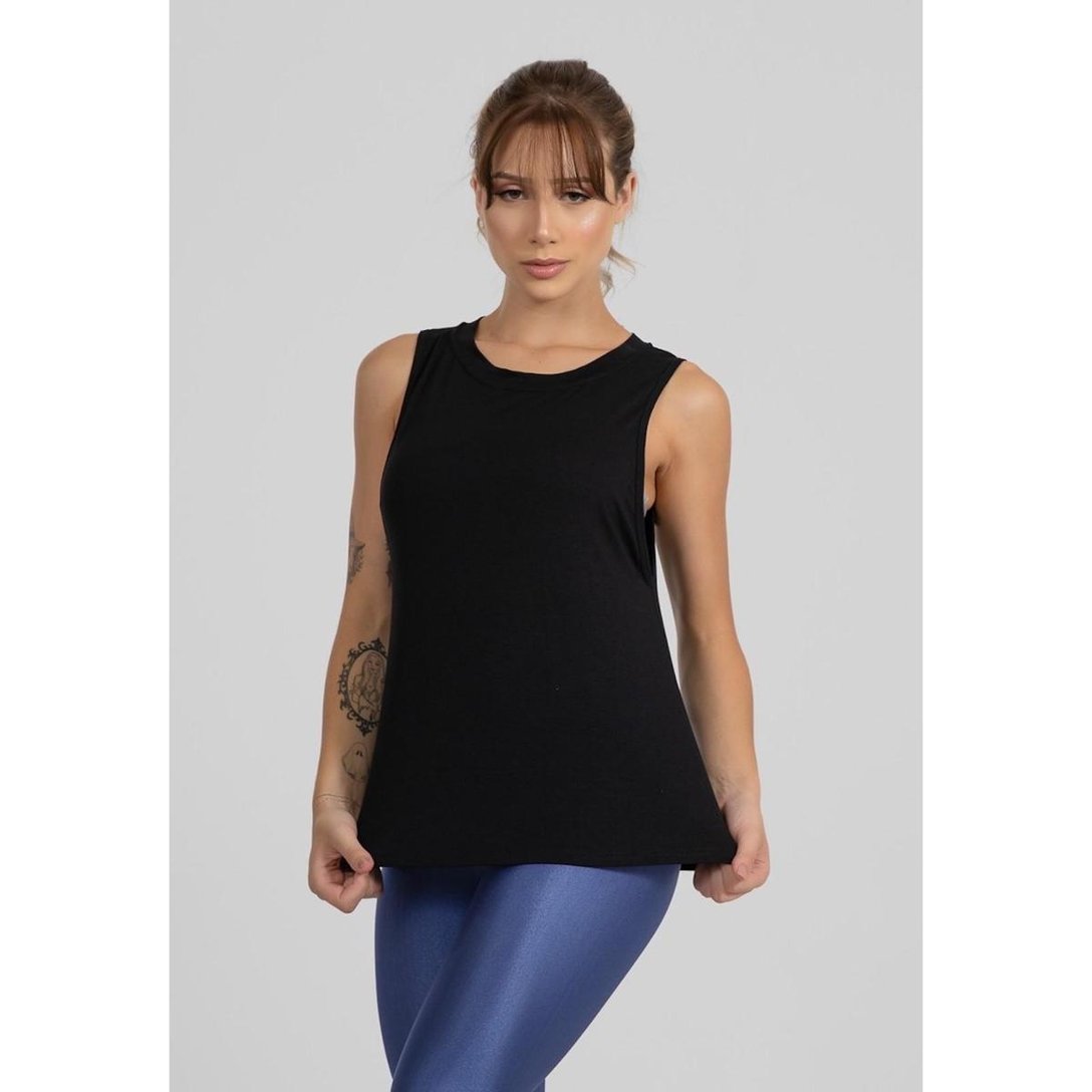 Blusa Regata Cavada Visco Academia Fitness - Preto | Netshoes