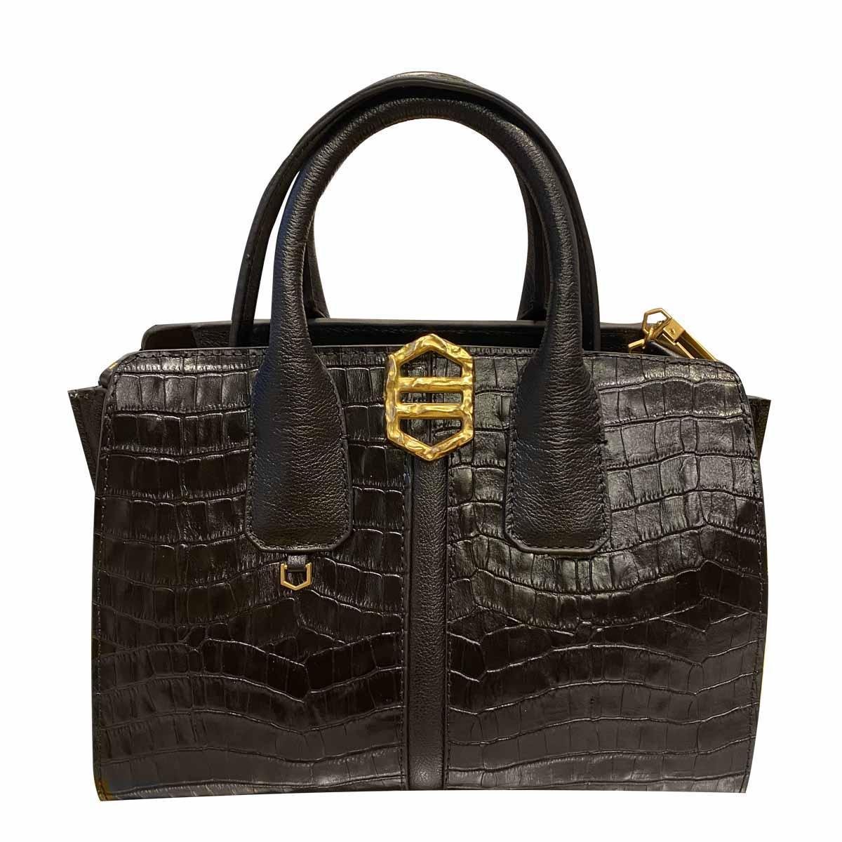 Bolsa Arezzo Croco Média Preta - Preto | Netshoes