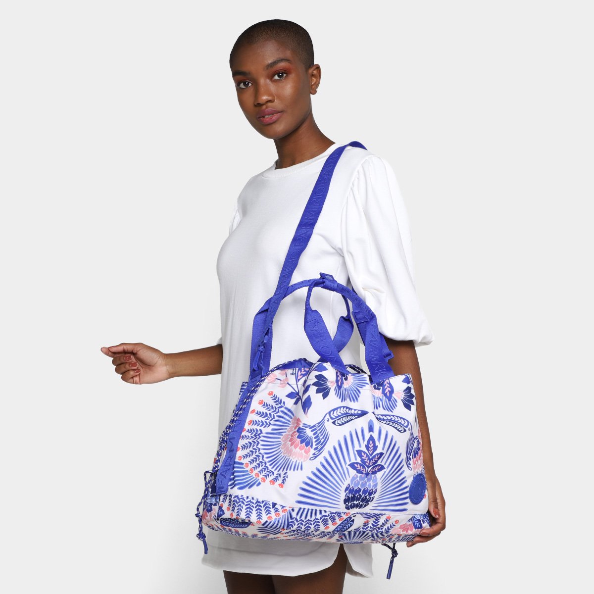 Bolsa Farm Carioca Tucano em Flor Feminina - Azul | Netshoes