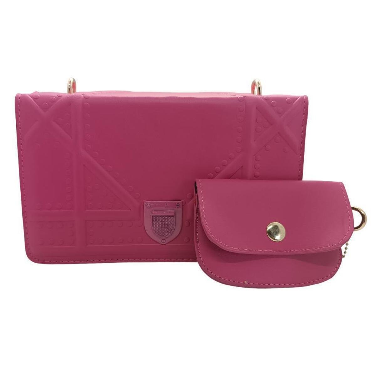 Bolsa Feminina Alça de Mão e Transversal Corrente Modelo B7064 - Rosa ...