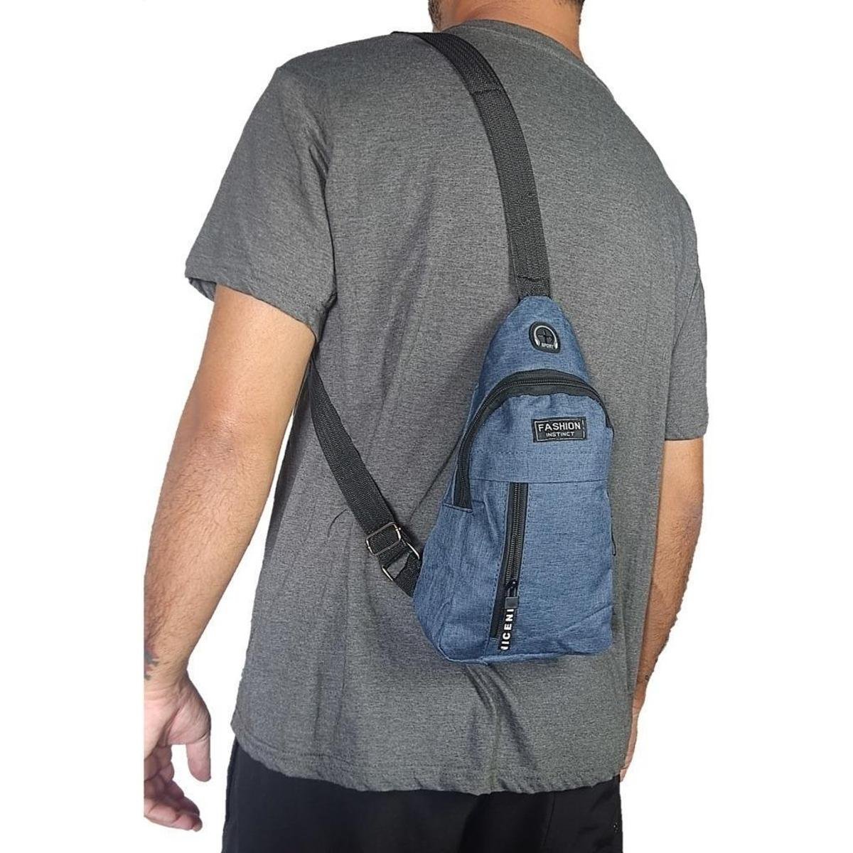 Bolsa Tiracolo Masculina Pochete Transversal Ombro Peitoral - Azul ...