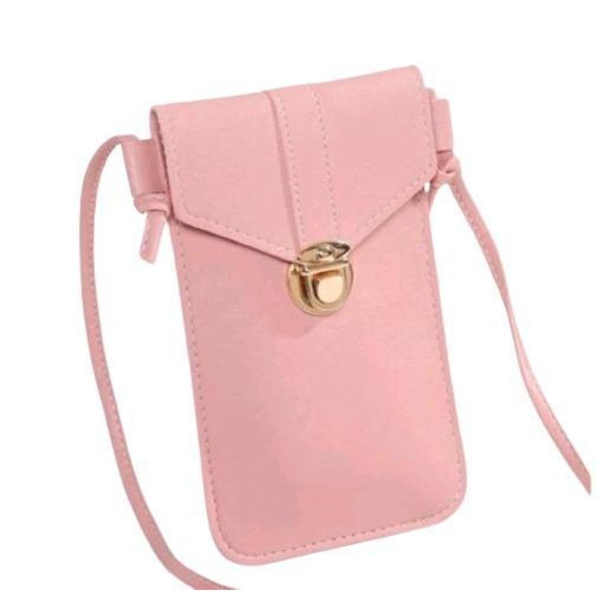 Bolsa Transversal Porta Visor Touch Couro Feminina - Rosa | Netshoes