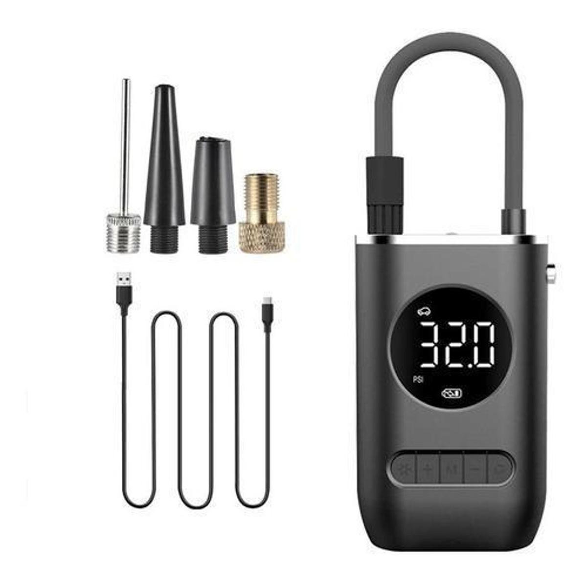 Bomba De Encher Pneu Carro Bike Moto Bola Portátil Digital - Preto ...