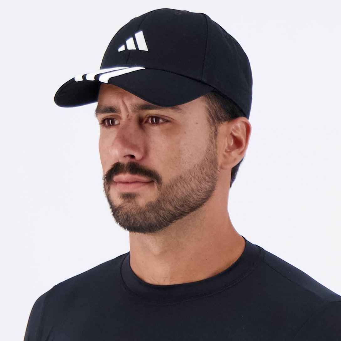 Boné Adidas 3 Listras Preto - Preto | Netshoes