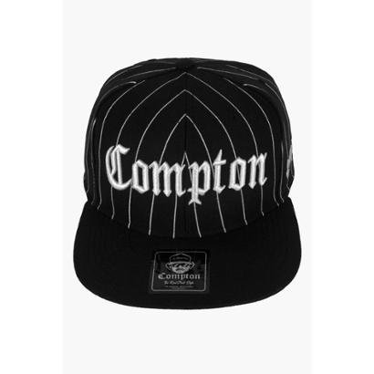 Boné Compton Aba Reta Classic Pinstripe Preto - Preto | Netshoes
