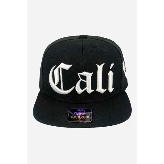Boné Compton Aba Reta Snapback Cali Preto - Preto | Netshoes